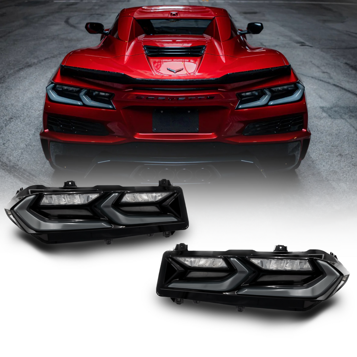 2020-2026 Corvette C8 Euro Smoke Style LED Taillights Amber Sequential ...